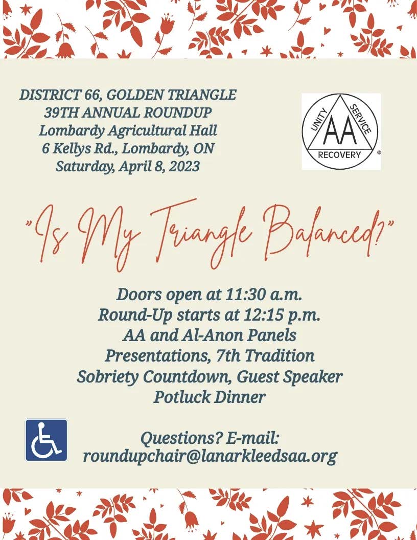 Events – Alcoholics Anonymous – District 66, Golden Triangle